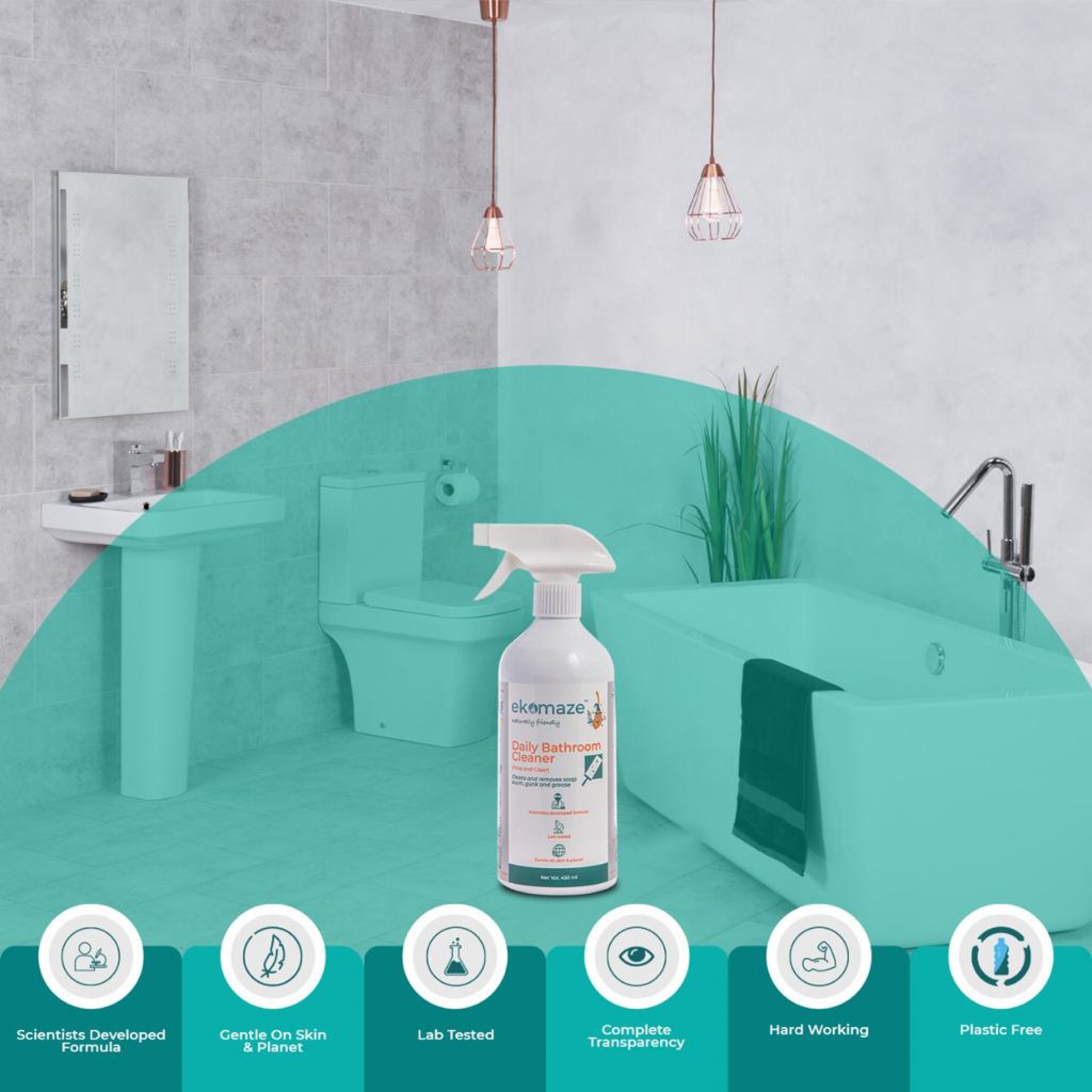 Daily Bathroom Cleaner | Cleans & removes soap, scum, gunk & grease